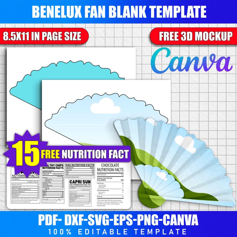 Benelux Fan Blank Template SVG | DIY Paddle Fan Label | Grad Fan ...