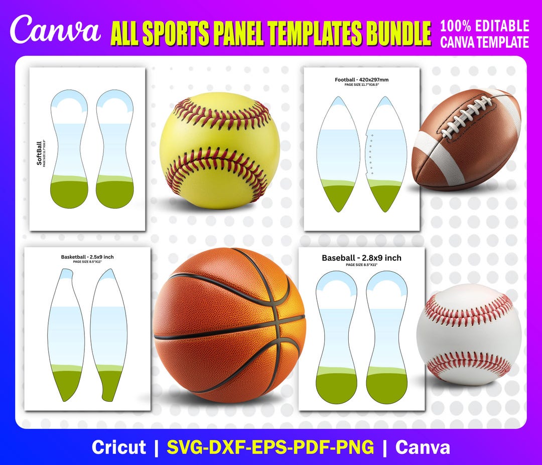 All Sports Panel Templates Bundle SVG | Baseball, Football, Basketball ...