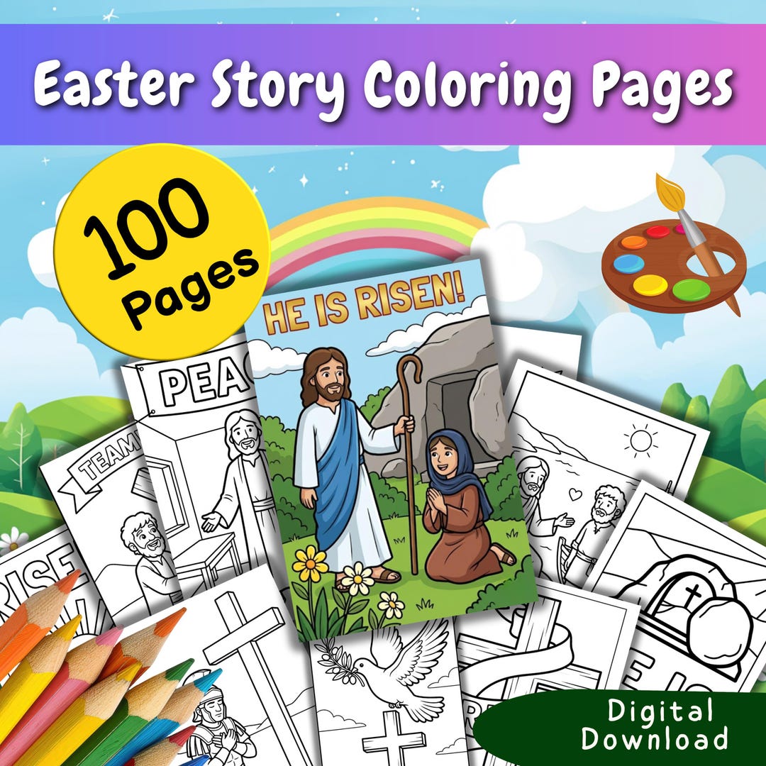 100x Easter Story Coloring Pages | Religious Easter Story for Kids | He ...