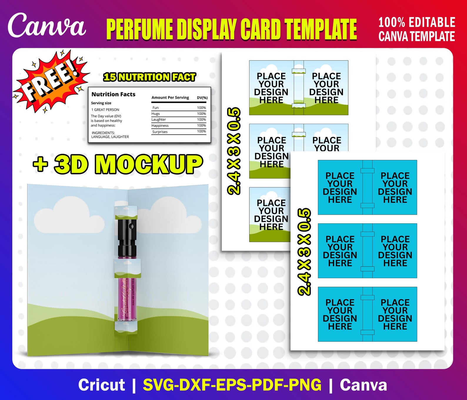 Perfume Display Card Template | Editable Canva DIY Label Packaging ...