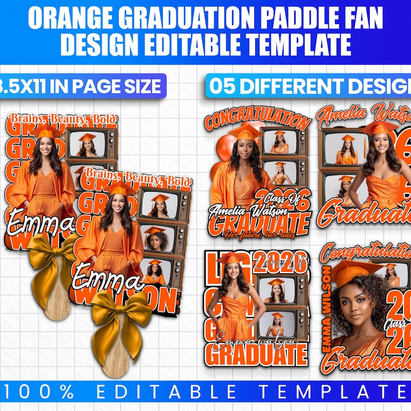 Grad Fan Template Orange - Etsy