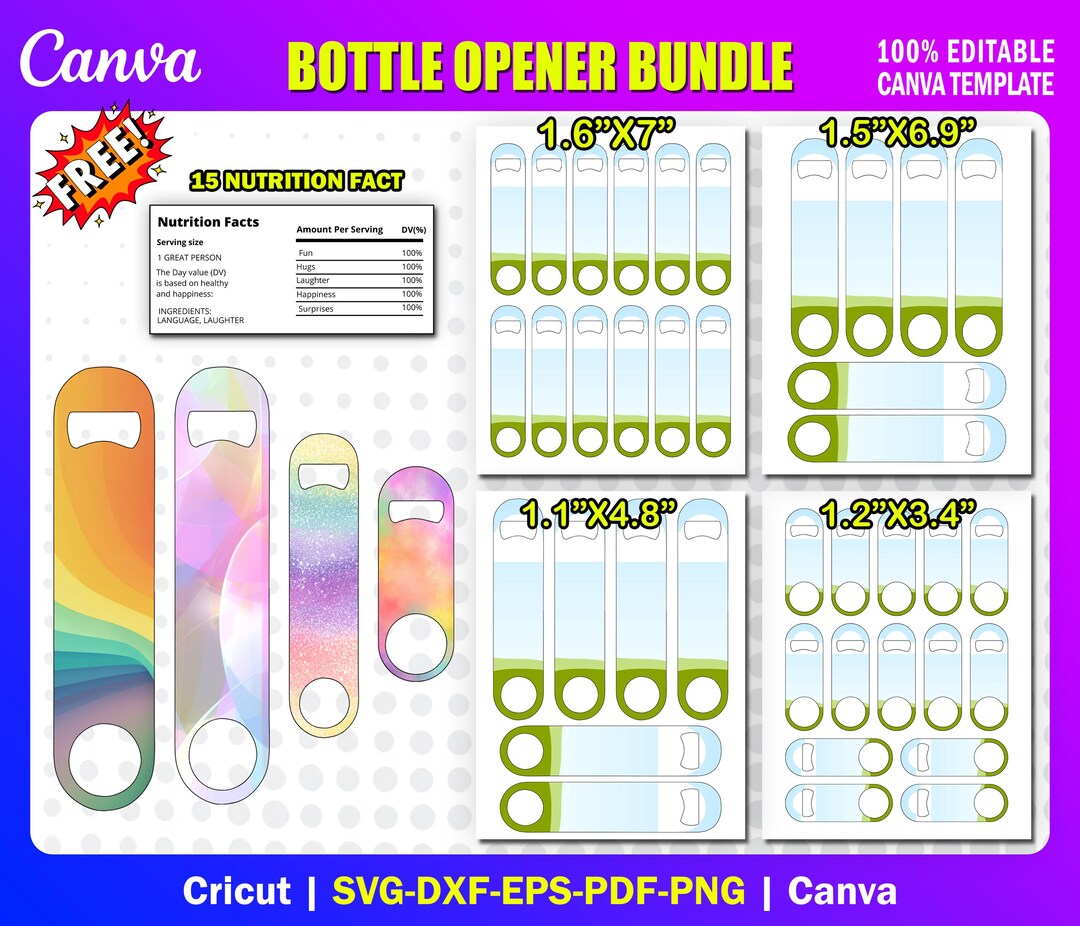 4x Bottle Opener Template Bundle SVG | Stainless Steel Beer Opener ...
