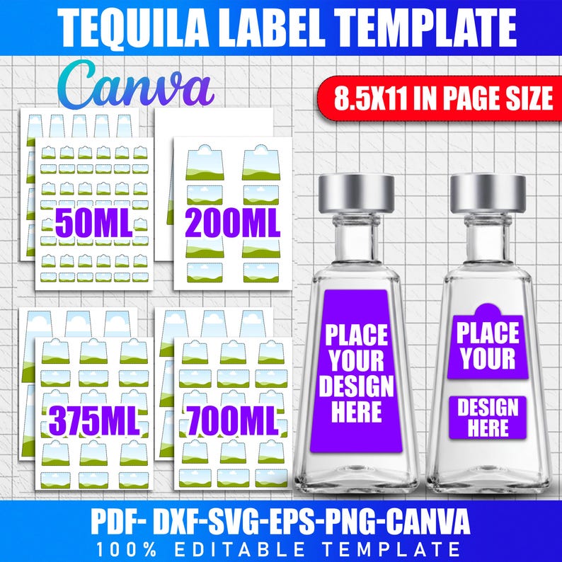 Customizable Tequila Label Template | Editable Alcohol Sticker SVG PNG ...