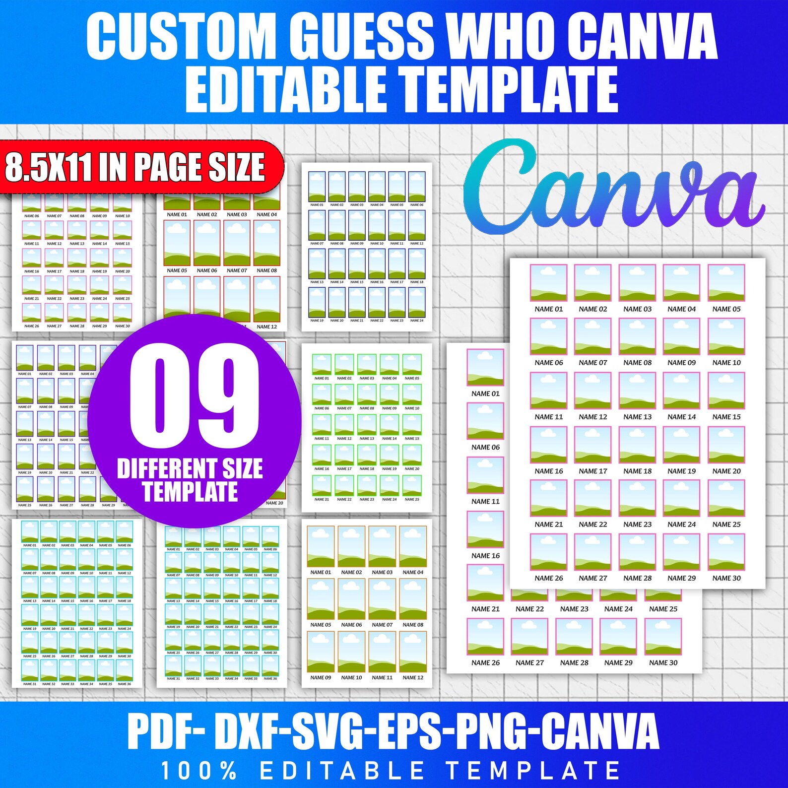 DIY Guess Who Template | Custom Game Board Canva Editable | Make Your ...