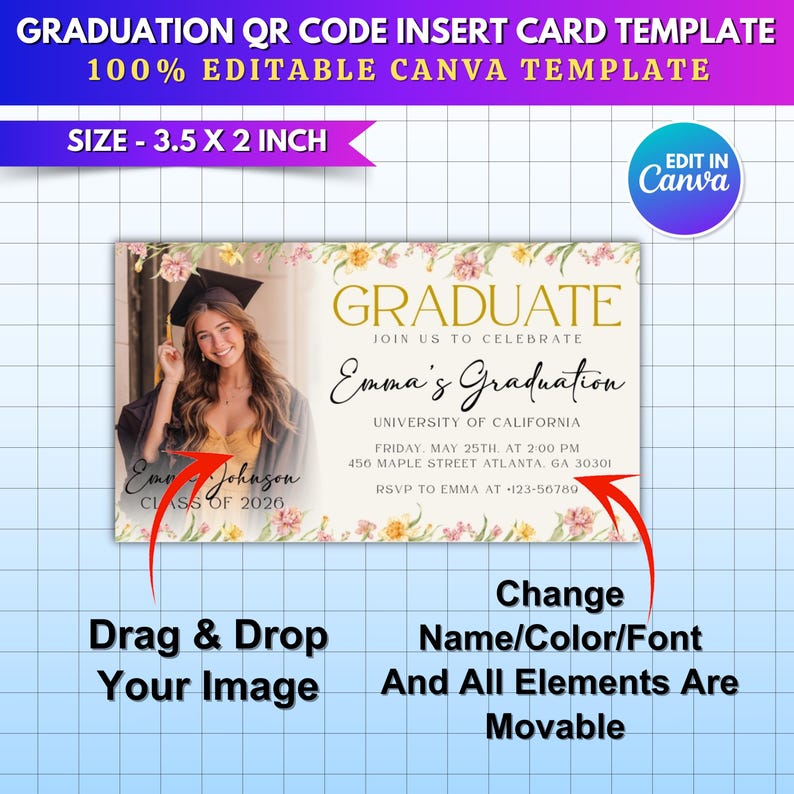 Graduation QR Code Insert Card | College Fund Venmo Code Graduation ...