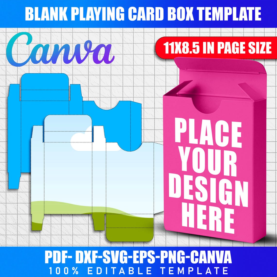 Blank Playing Card Box Template SVG | Poker & Trading Card Box SVG ...