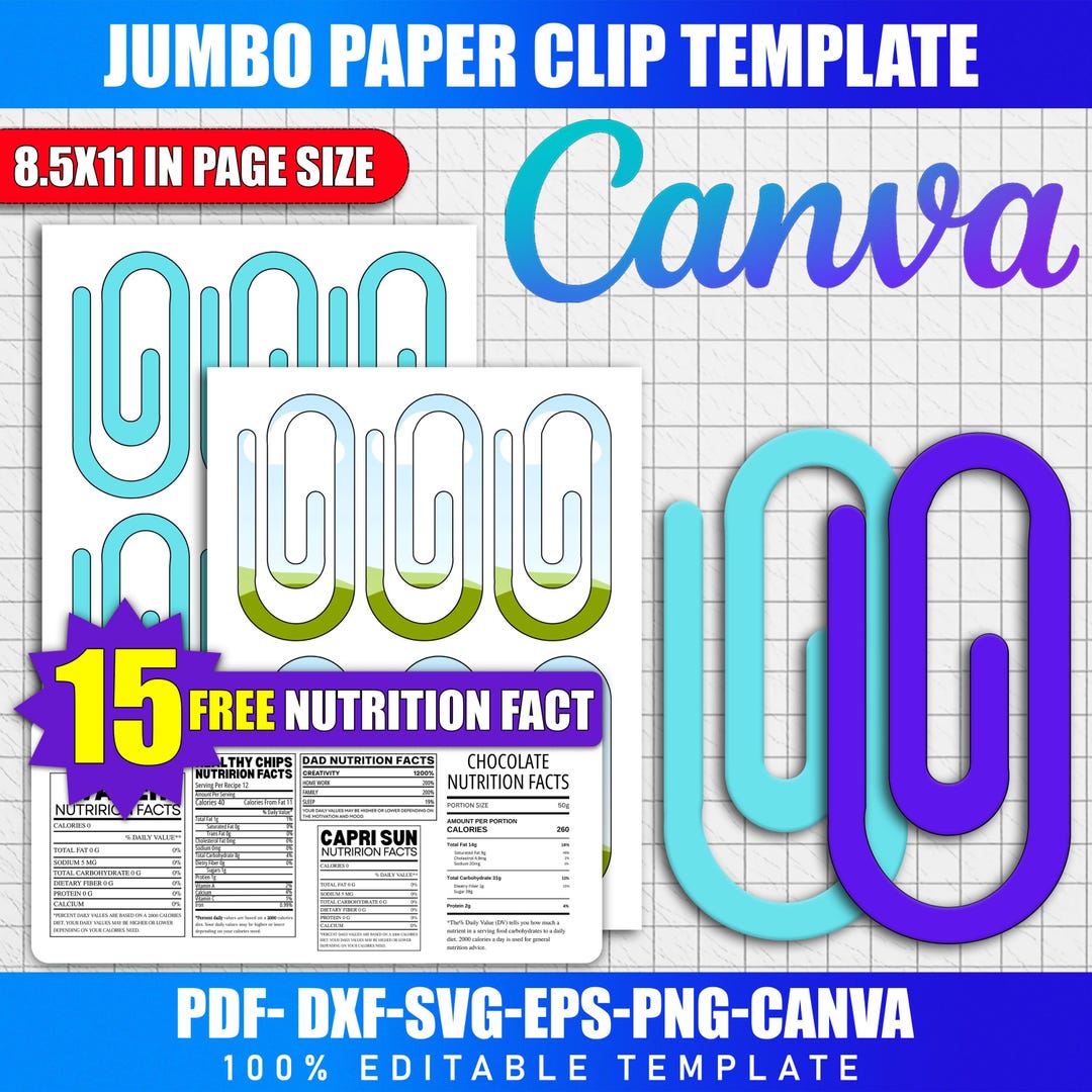 Jumbo Paper Clip Template | Editable Canva Frame for Sublimation ...