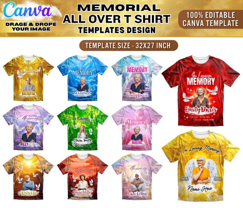 120x Mega Memorial T-shirt Design Bundle | in Loving Memory Canva ...