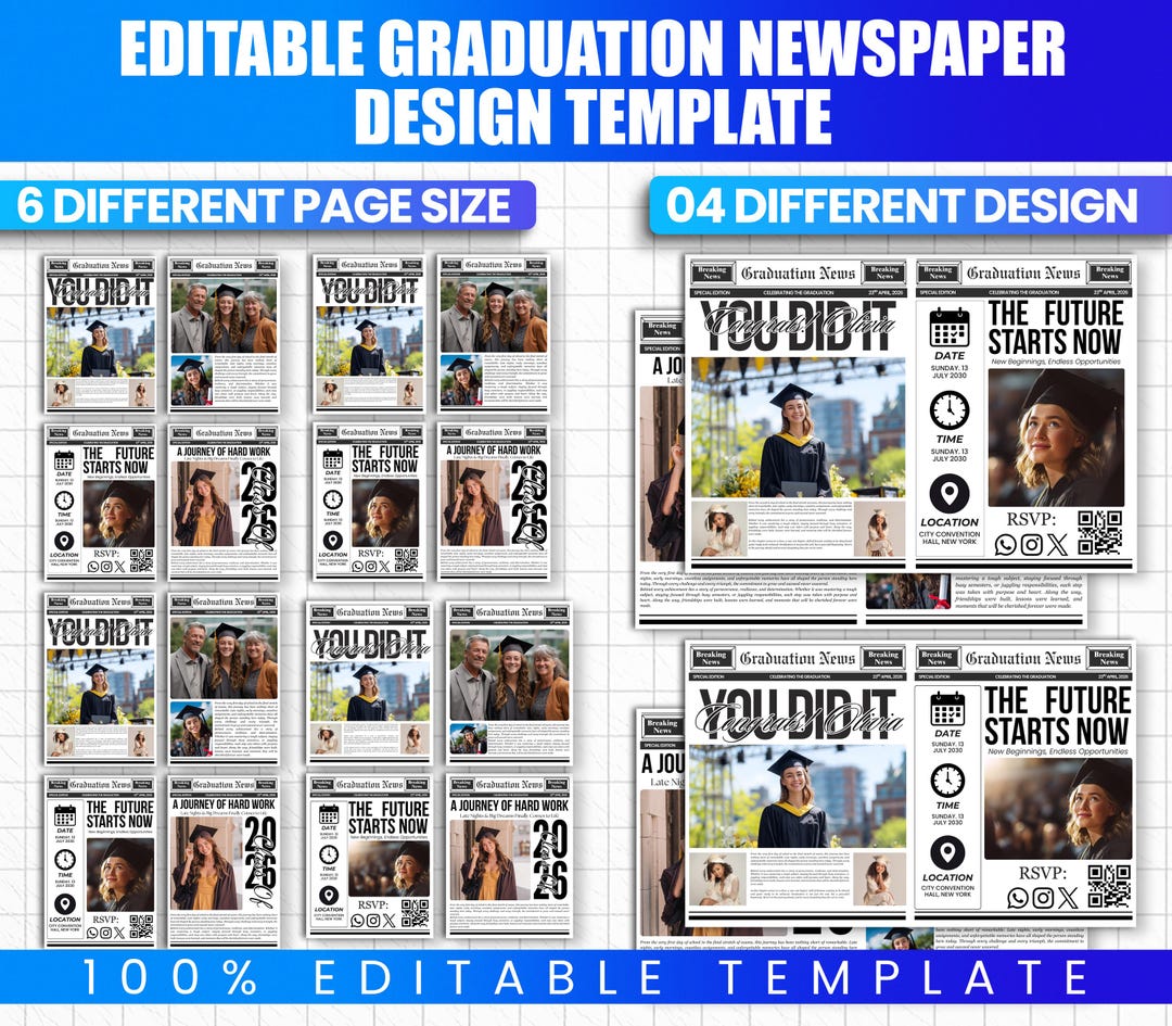 Canva Graduation Newspaper Template, Senior 2026 Tabloid Poster, Large ...