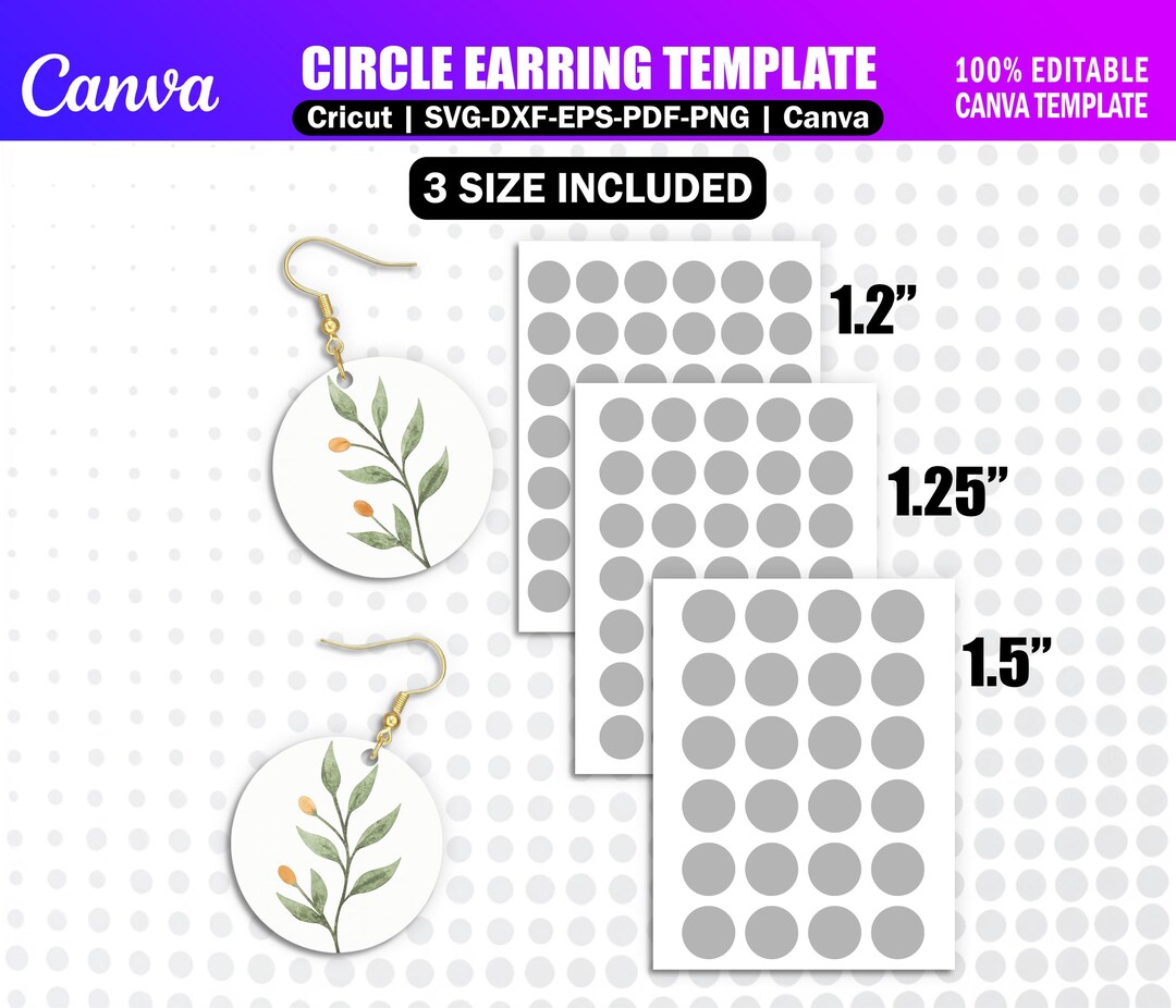 Circle Earring Template | Editable Canva Earring Card | Earring Display ...