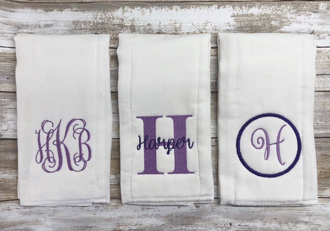 Monogrammed Burp Cloth Set Set of 3 Monogrammed Burp Cloths PICK Your ...