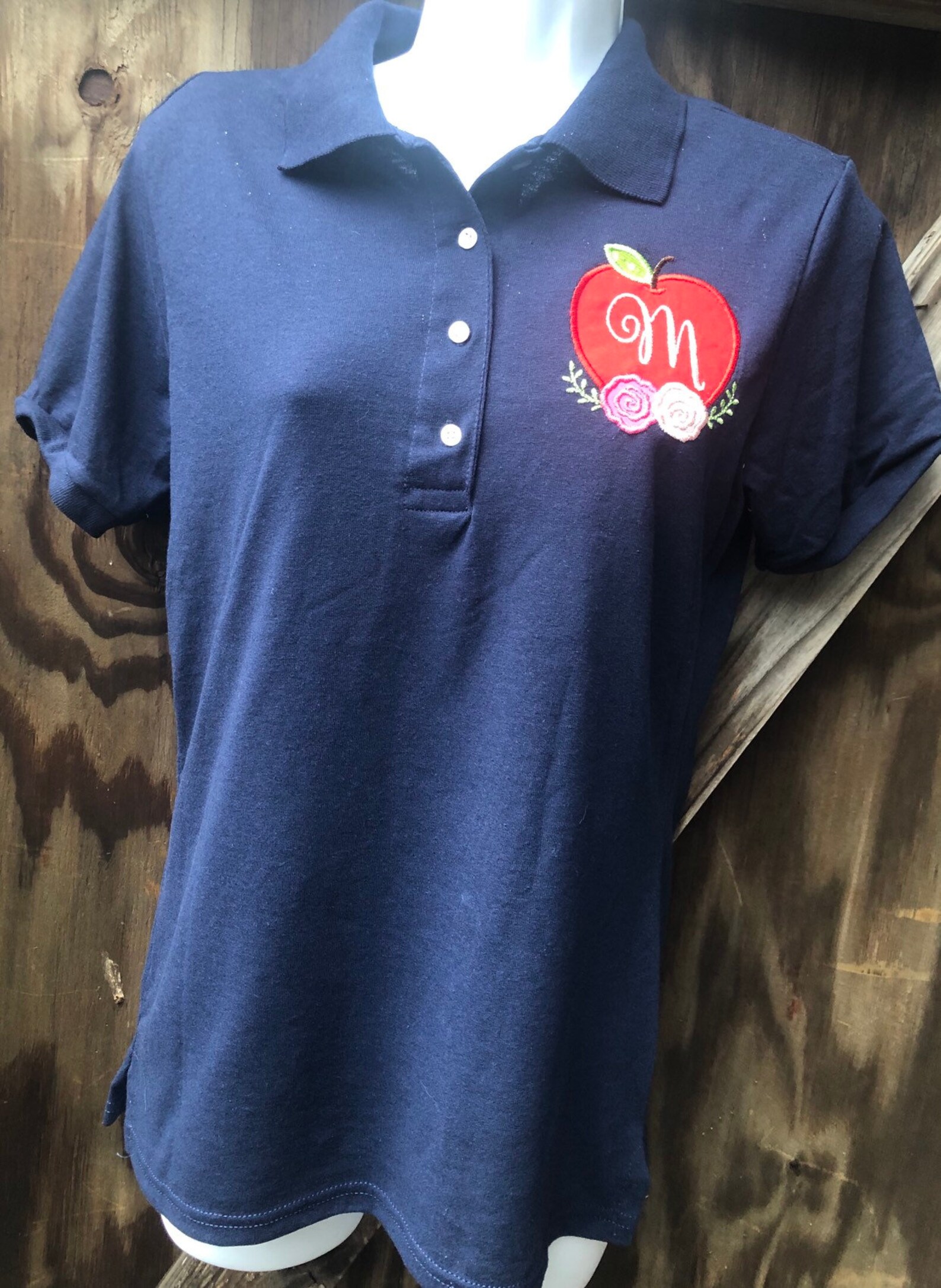 Monogrammed Teacher Polo Shirt Personalized School Polo Apple With ...