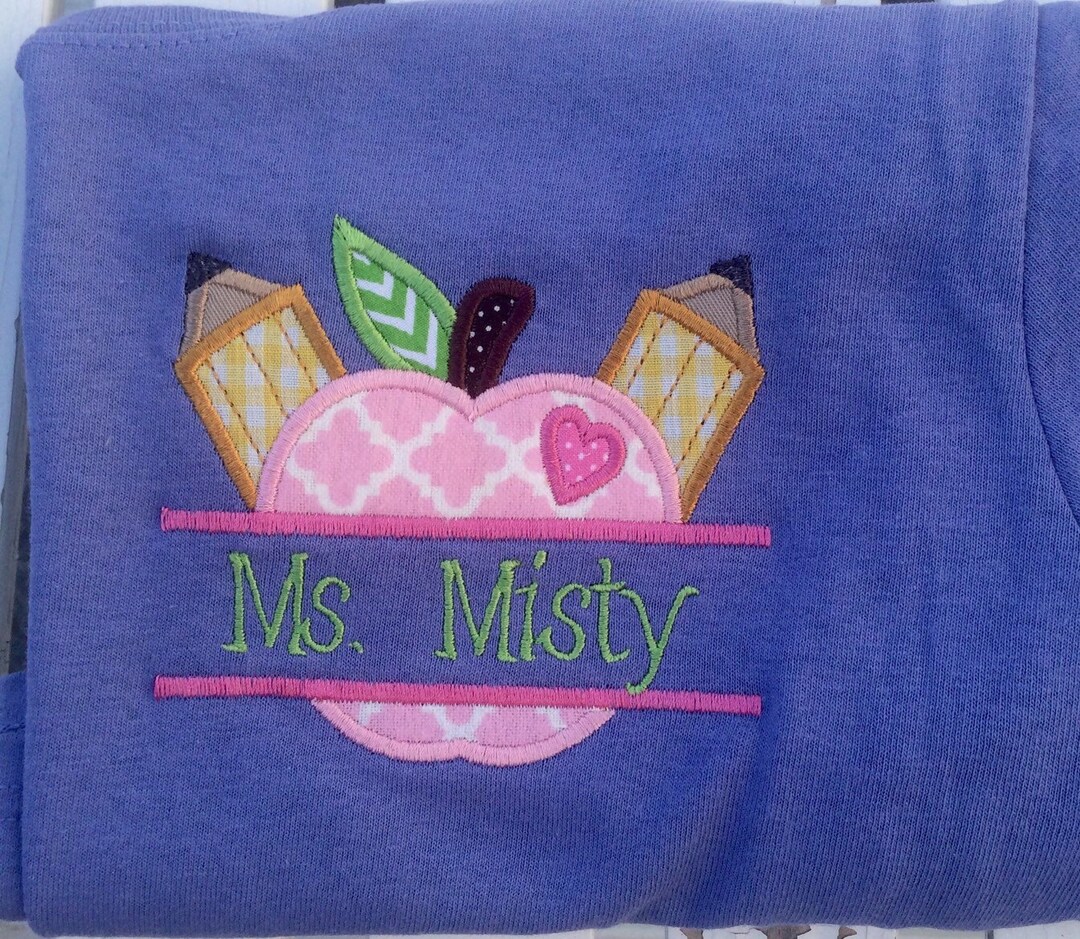 Personalized/ Monogrammed School/teacher Split Apple With Pencils ...