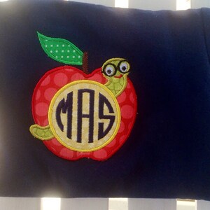Personalized/ Monogrammed School/teacher Apple Worm Applique - Etsy