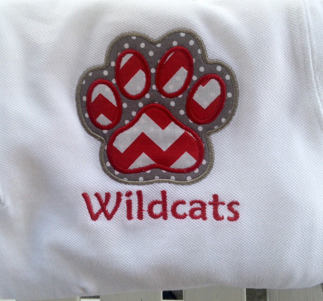 Monogrammed School/teacher Paw Print Appliqued Tshirt - Etsy