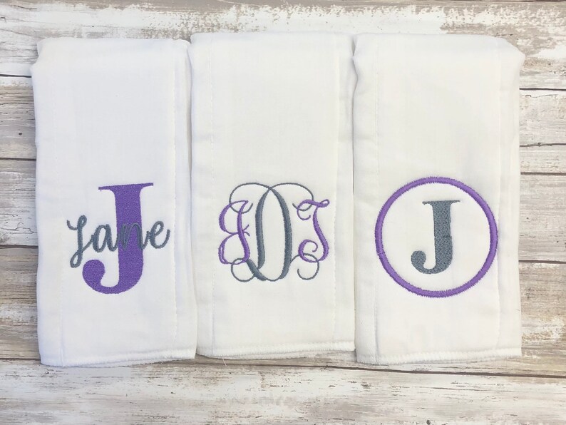 Monogrammed Burp Cloth Set Set of 3 Monogrammed Burp Cloths PICK Your ...