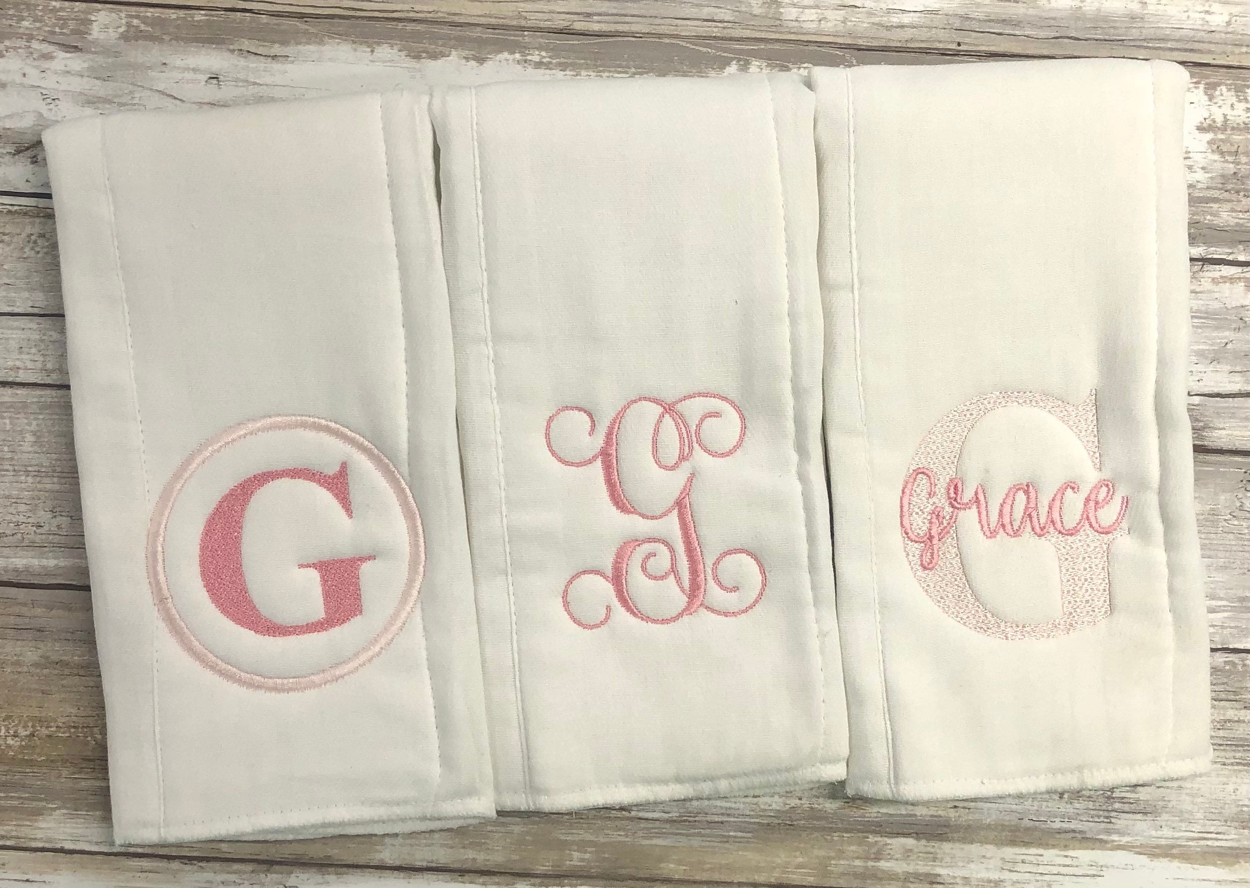 Monogrammed Burp Cloth Set Set of 3 Monogrammed Burp Cloths PICK Your ...