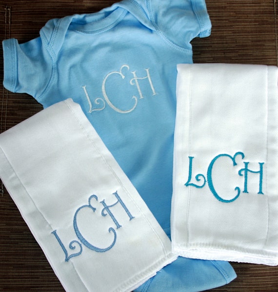 Monogrammed Baby Set Monogrammed Baby Boy Blue Bodysuit and 2 | Etsy