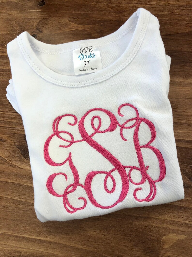 Personalized Monogrammed Vine Monogram Girls Ruffle Shirt | Etsy