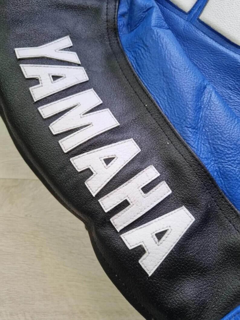 Yamaha R Racing Blue Motorcycle Jacket, Genuine Cowhide Leather Coat ...