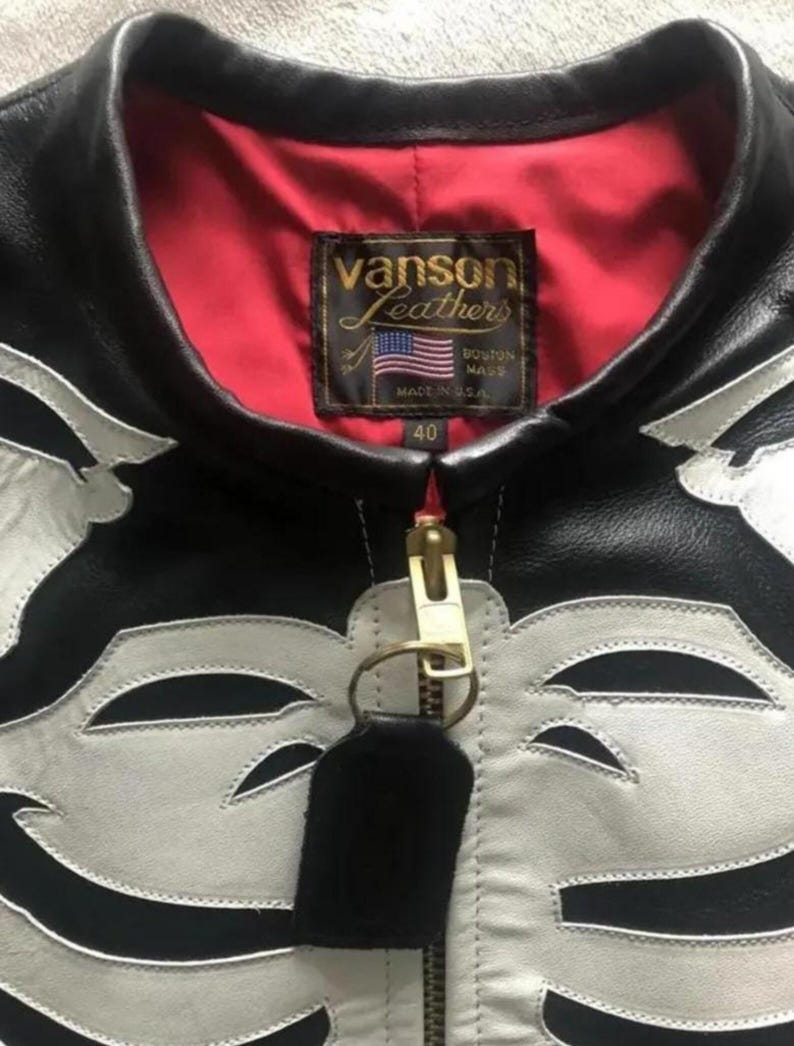 Vanson Leathers Bones Flat-track Jacket, Genuine Cowhide Leather Iconic ...