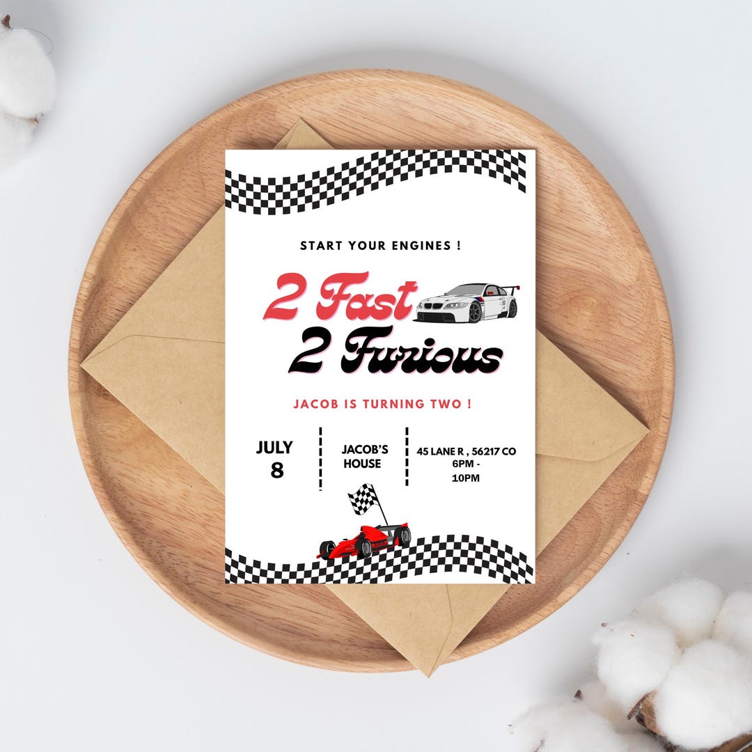 2 Fast 2 Furious Birthday Invitation: Race Car Party (digital Download ...