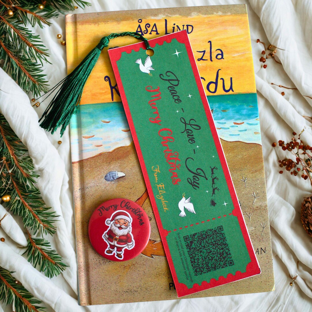 Personalized Bookmark & Backpack Pins With Tassel | QR Code Christmas ...