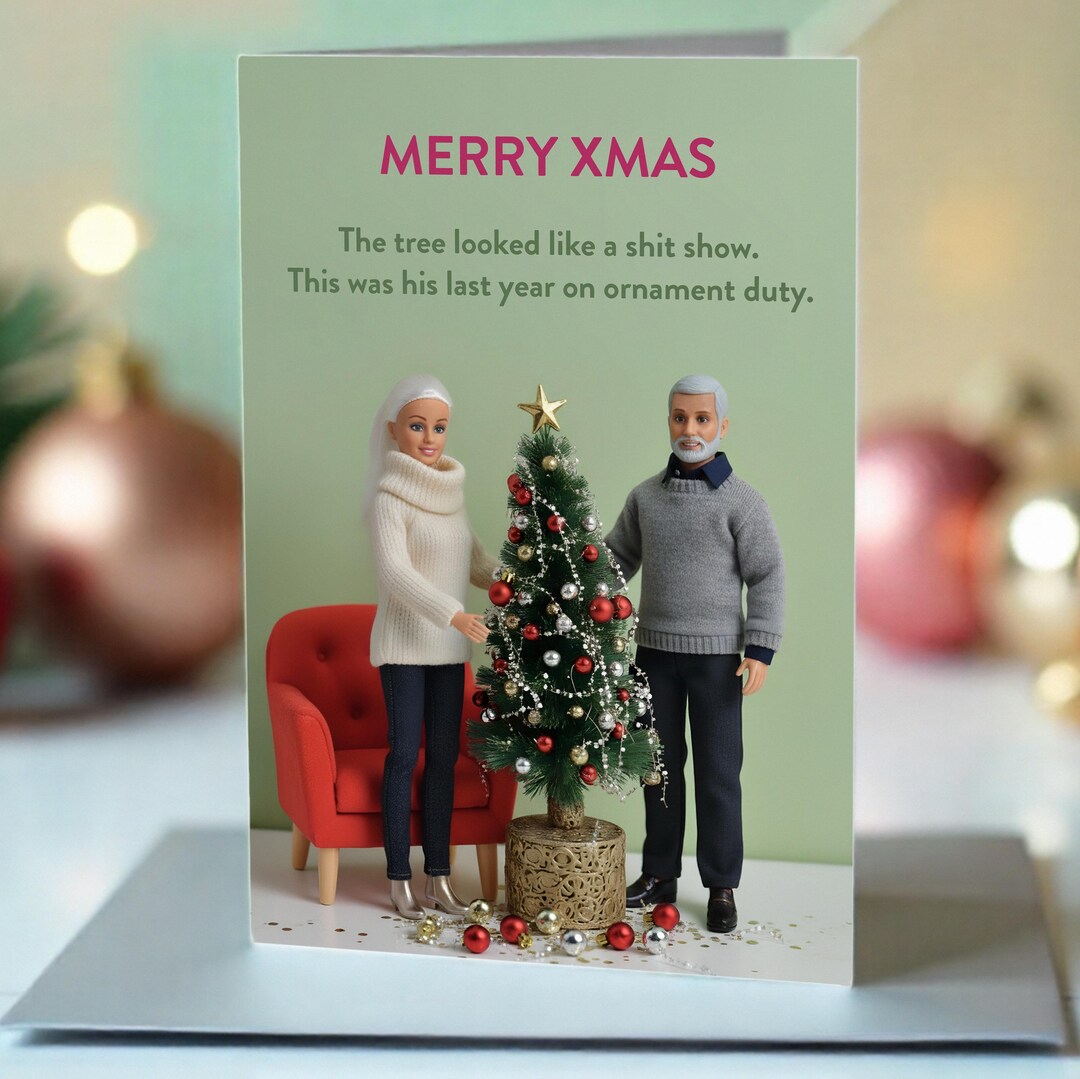 Occasion Cards - Shit Show Tree - Christmas - Doll Artwork Card - Etsy UK