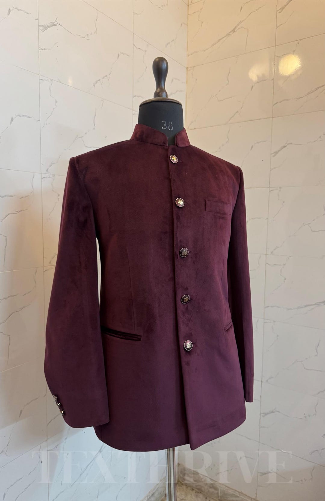 Maroon Velvet Bandhgala Blazer for Men | Royal Indian Jodhpuri Suit ...