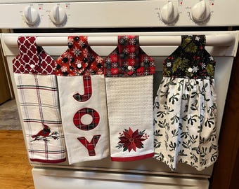 Holiday Hanging Kitchen Towels With Snaps - Etsy
