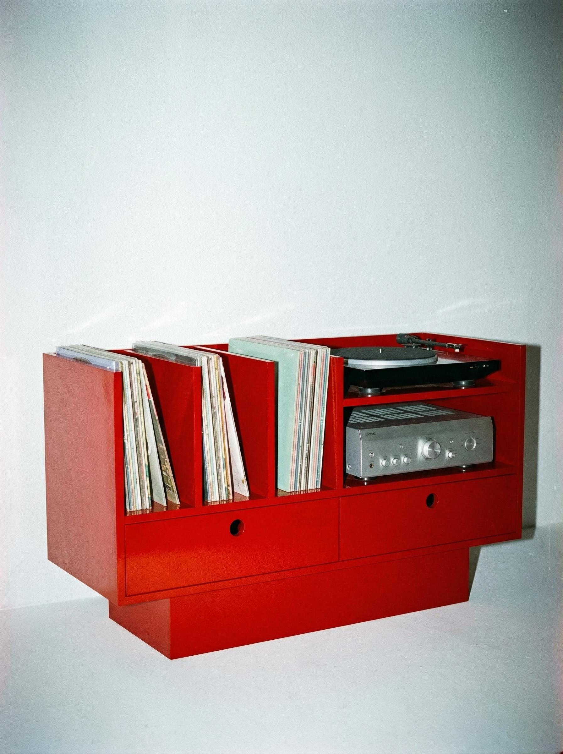 Groove No.2 Color Edition Record Player Stand With Drawers, 120×42×65 ...