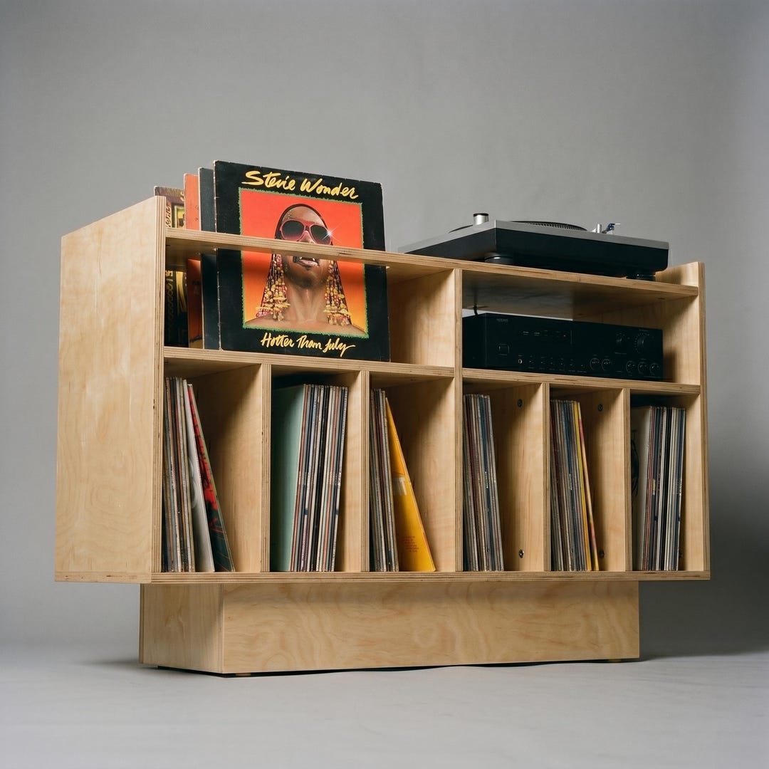 Retro Record Player Stand 'groove No3'. Handmade Vinyl LP Storage ...