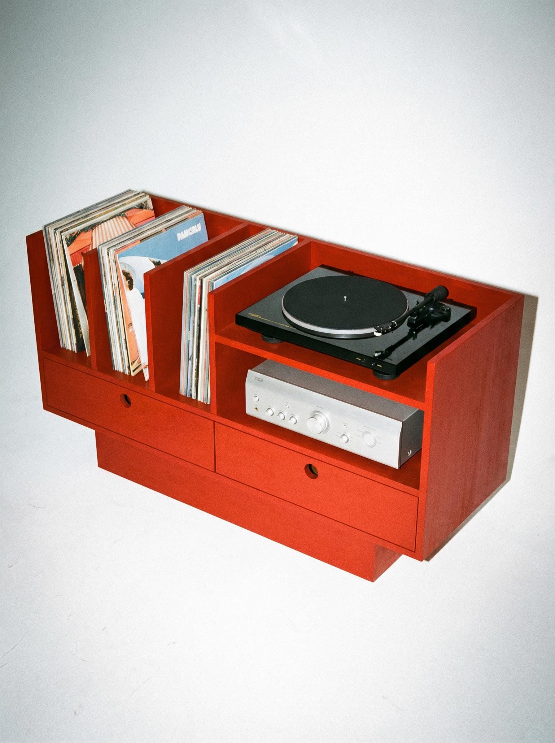 Groove No.2 Color Edition Record Player Stand With Drawers, 120×42×65 ...