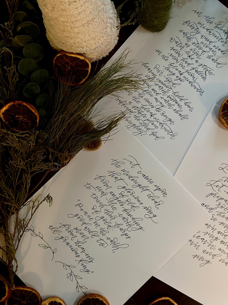 Christmas Hymn Calligraphy Wall Art — It Came Upon the Midnight Clear ...
