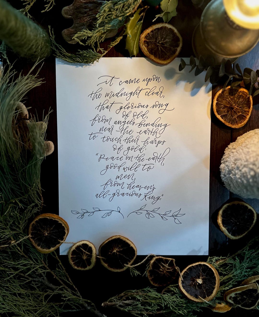 Christmas Hymn Calligraphy Wall Art — It Came Upon the Midnight Clear ...