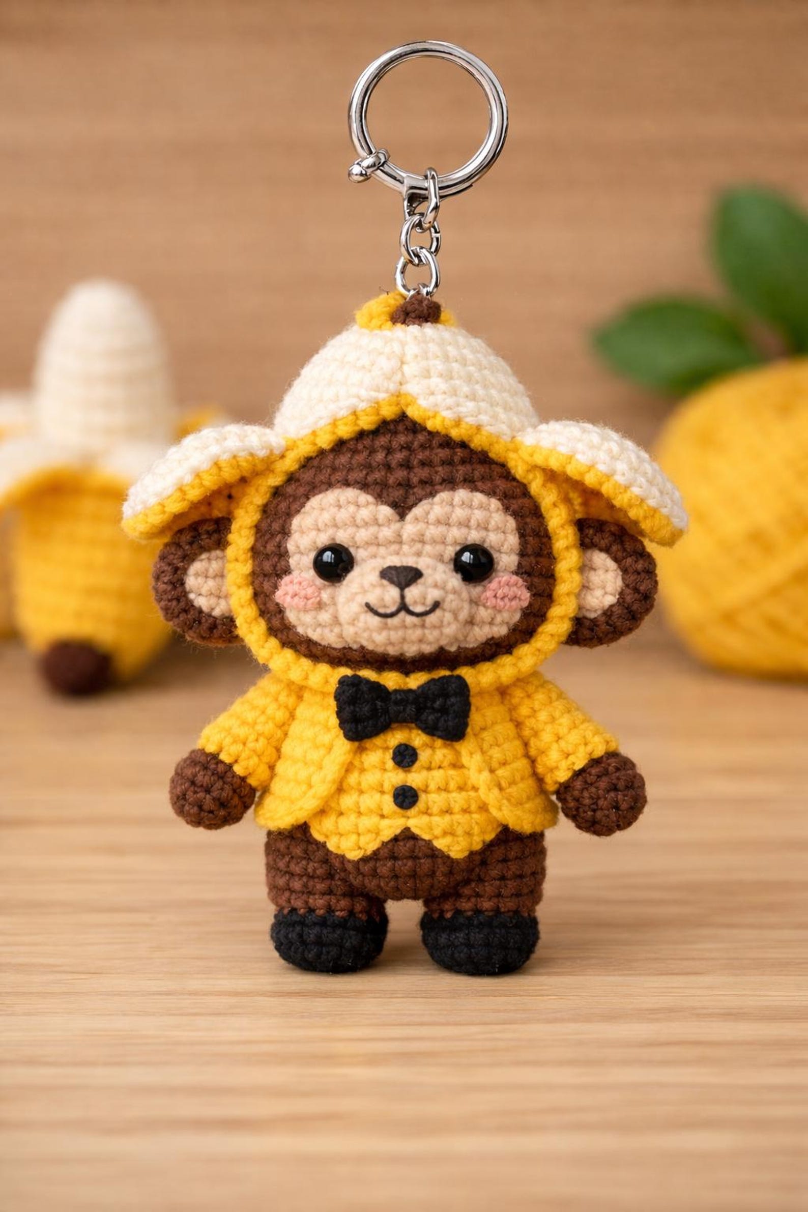Crochet Monkey Keychain - Amigurumi Monkey Costume Keychain, Cute ...