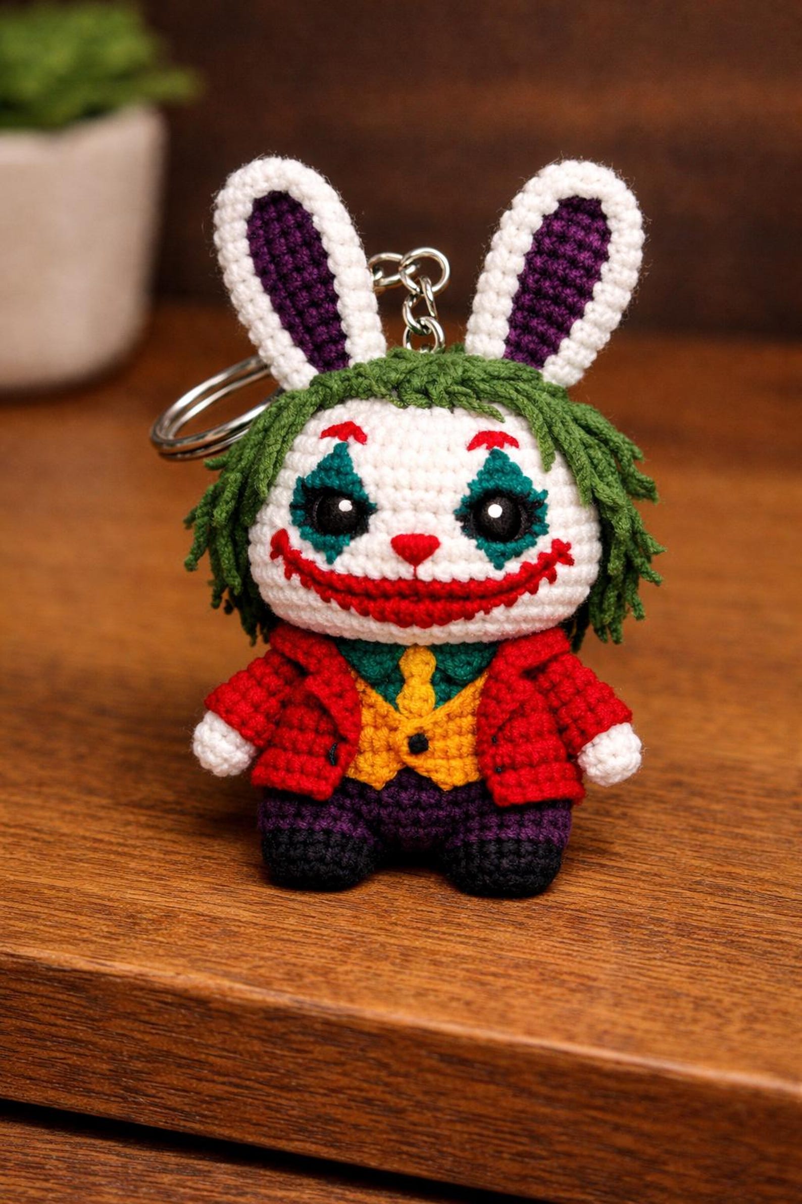 Joker Keychain - Crochet Rabbit Keychain, Handmade Amigurumi Bunny ...