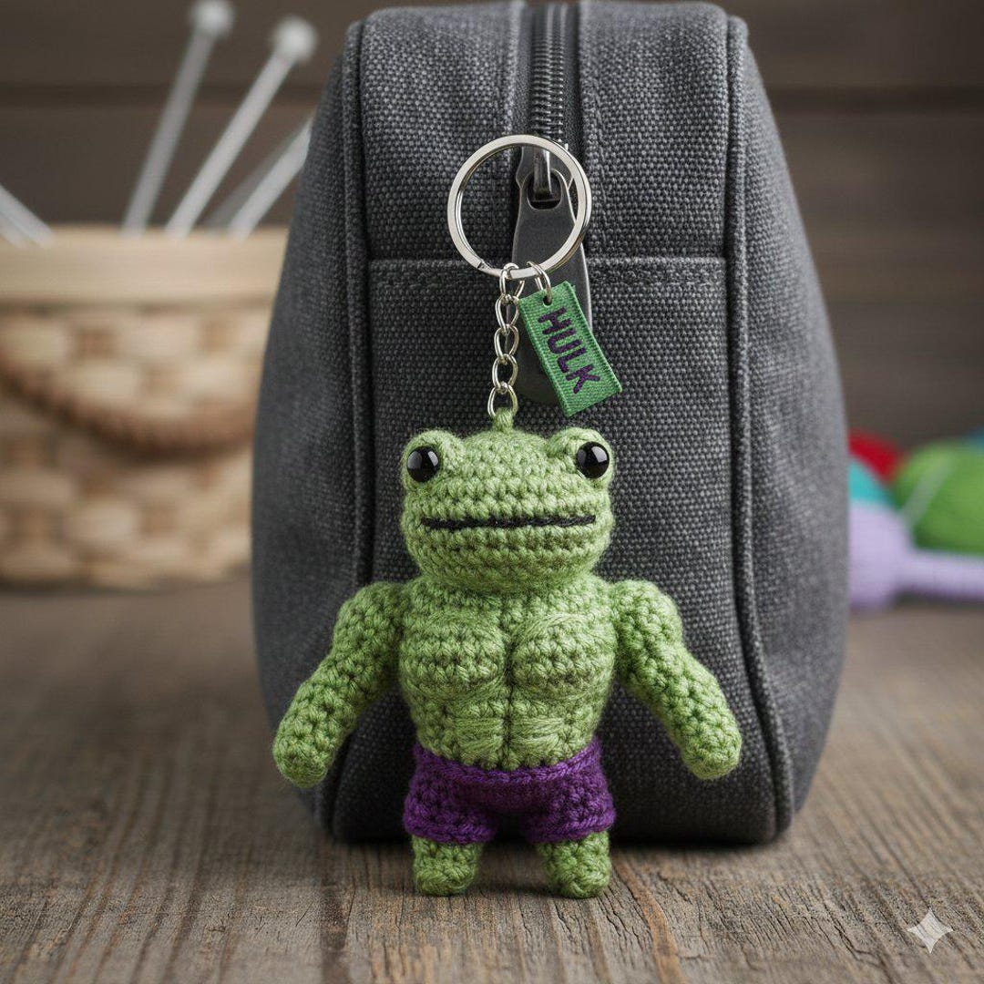 Hulk Frog Keychain | Cute Crochet Mini Frog Keychain | Handmade Green ...