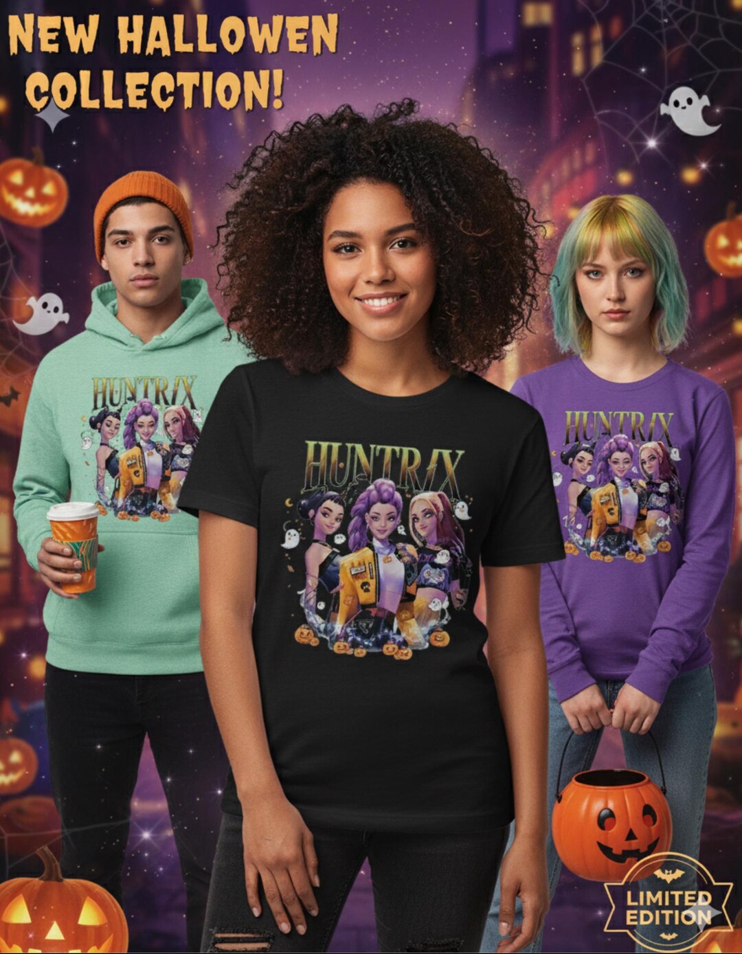 Buy Spooky Huntrix Halloween PNG, Kpop Demon Hunters Clipart, Saja ...