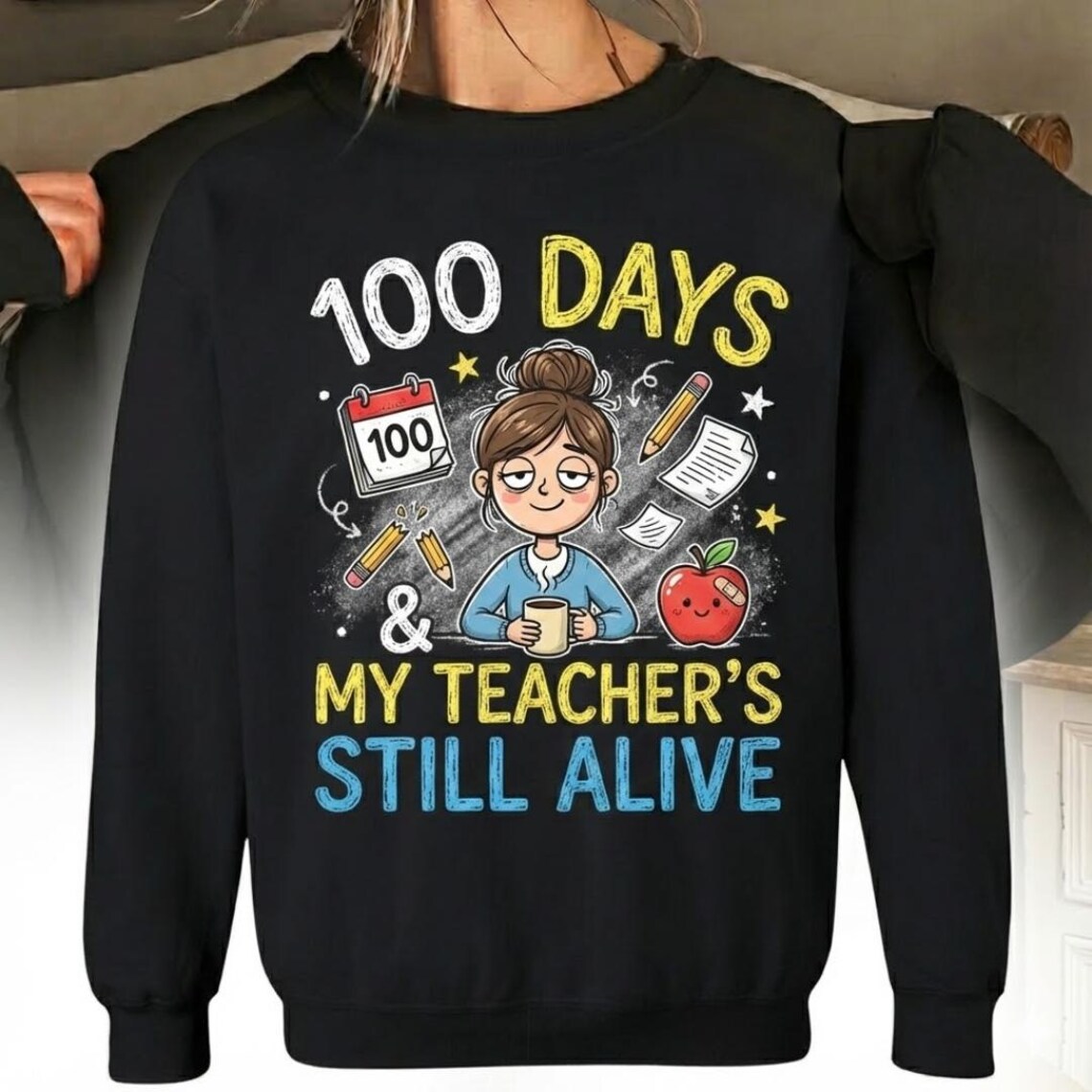 100 Days of School Funny Teacher PNG | My Teacher Survived 100 Days ...