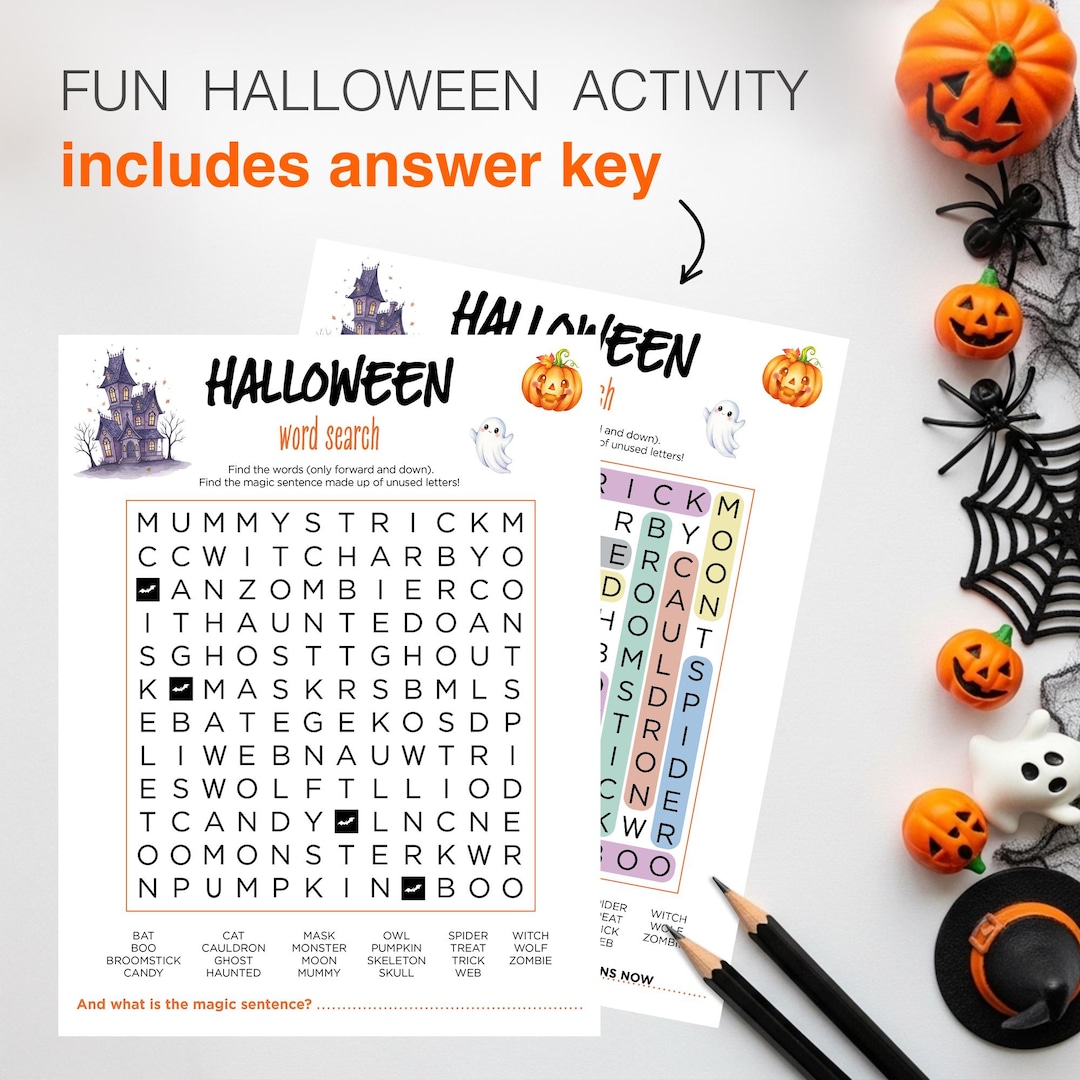 Printable Halloween Word Search for Kids: Classroom Party Game (instant ...