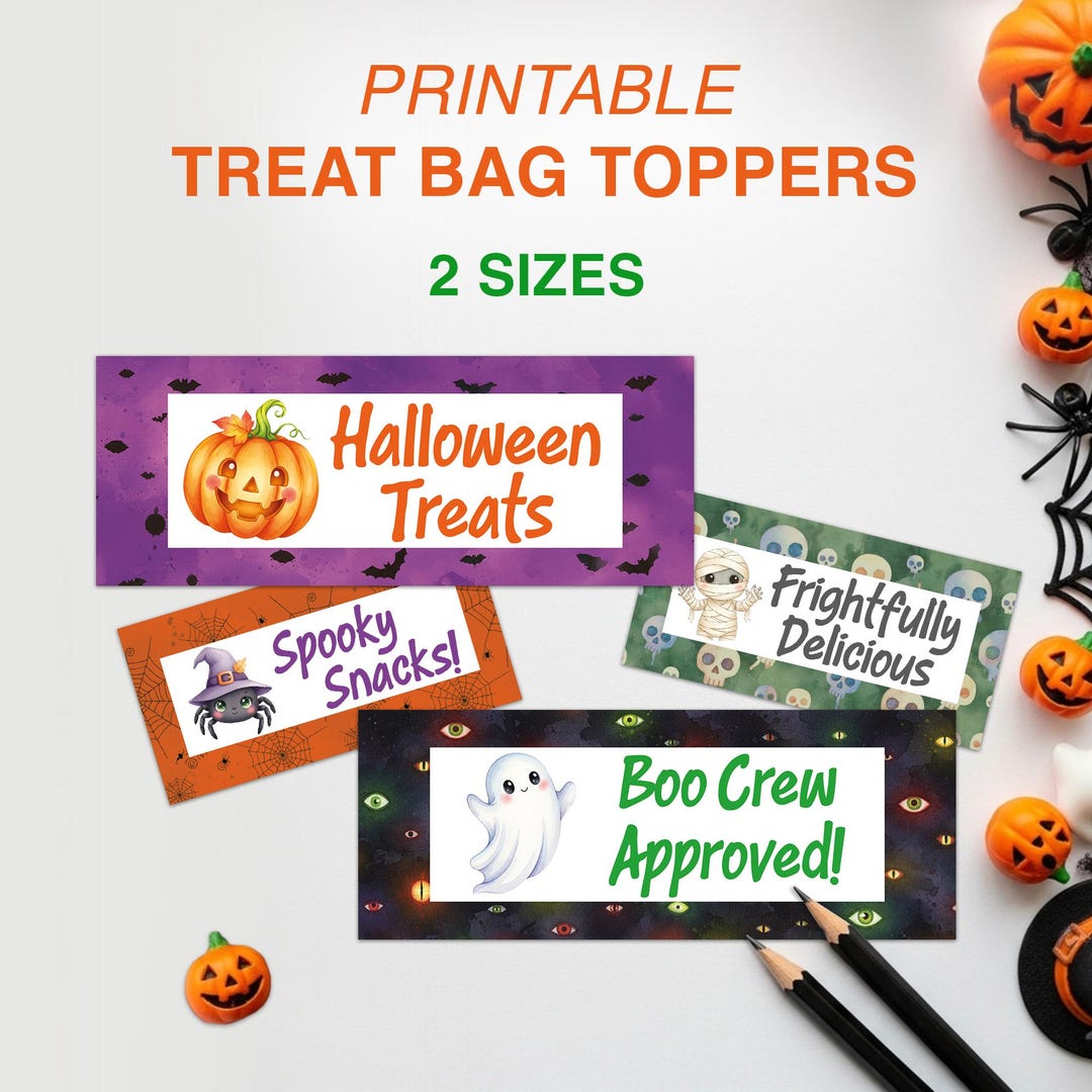 Halloween Treat Bag Toppers (PDF) | Instant Download | Goodie Bag for ...