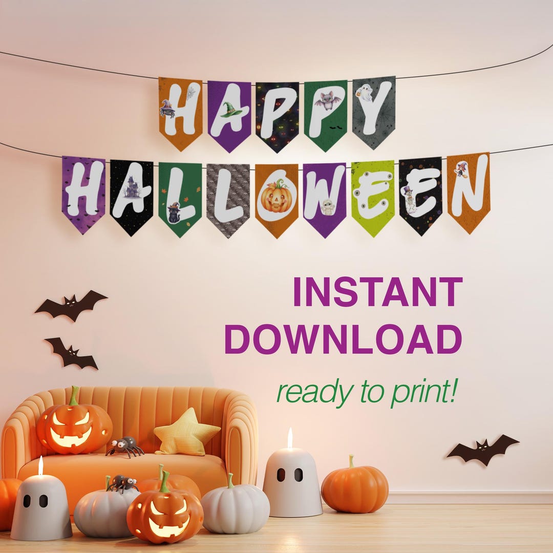 Printable Halloween Banner: Spooky Garland Decor (digital Download ...