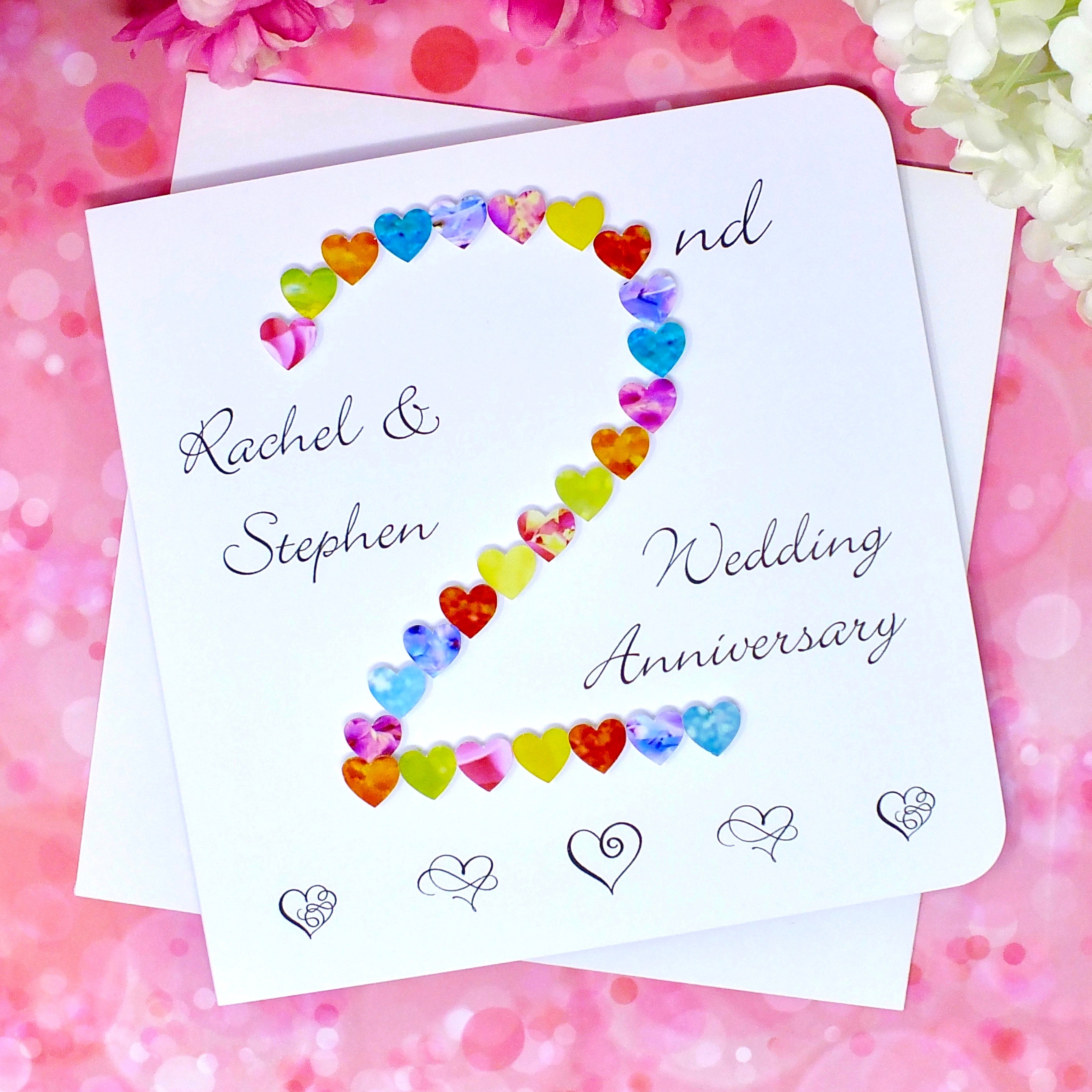 2nd Wedding Anniversary Card Handmade Personalised Second 2nd - Etsy UK
