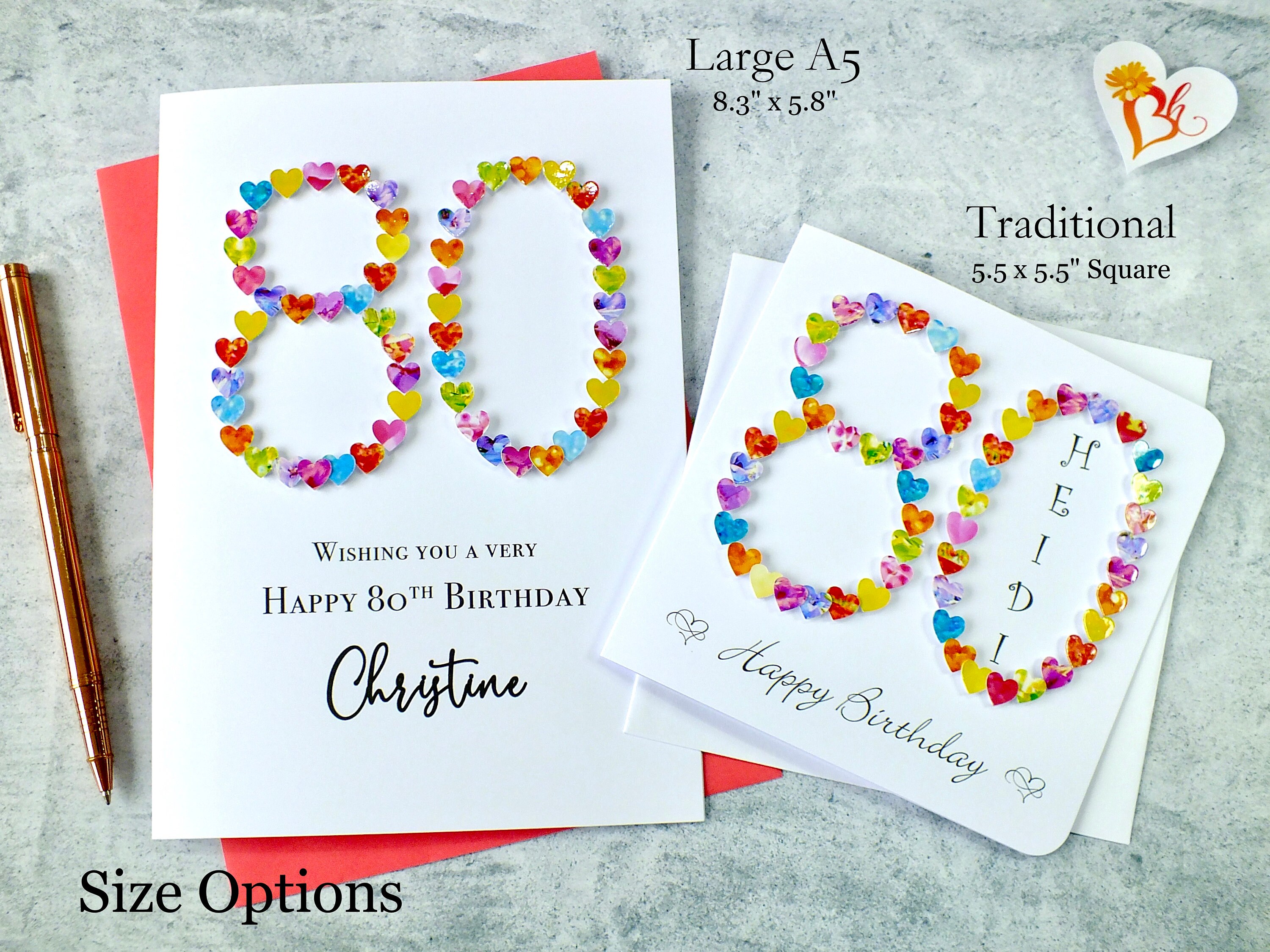80th Birthday Card - Personalised Age 80 Card - Handmade 80th Birthday ...