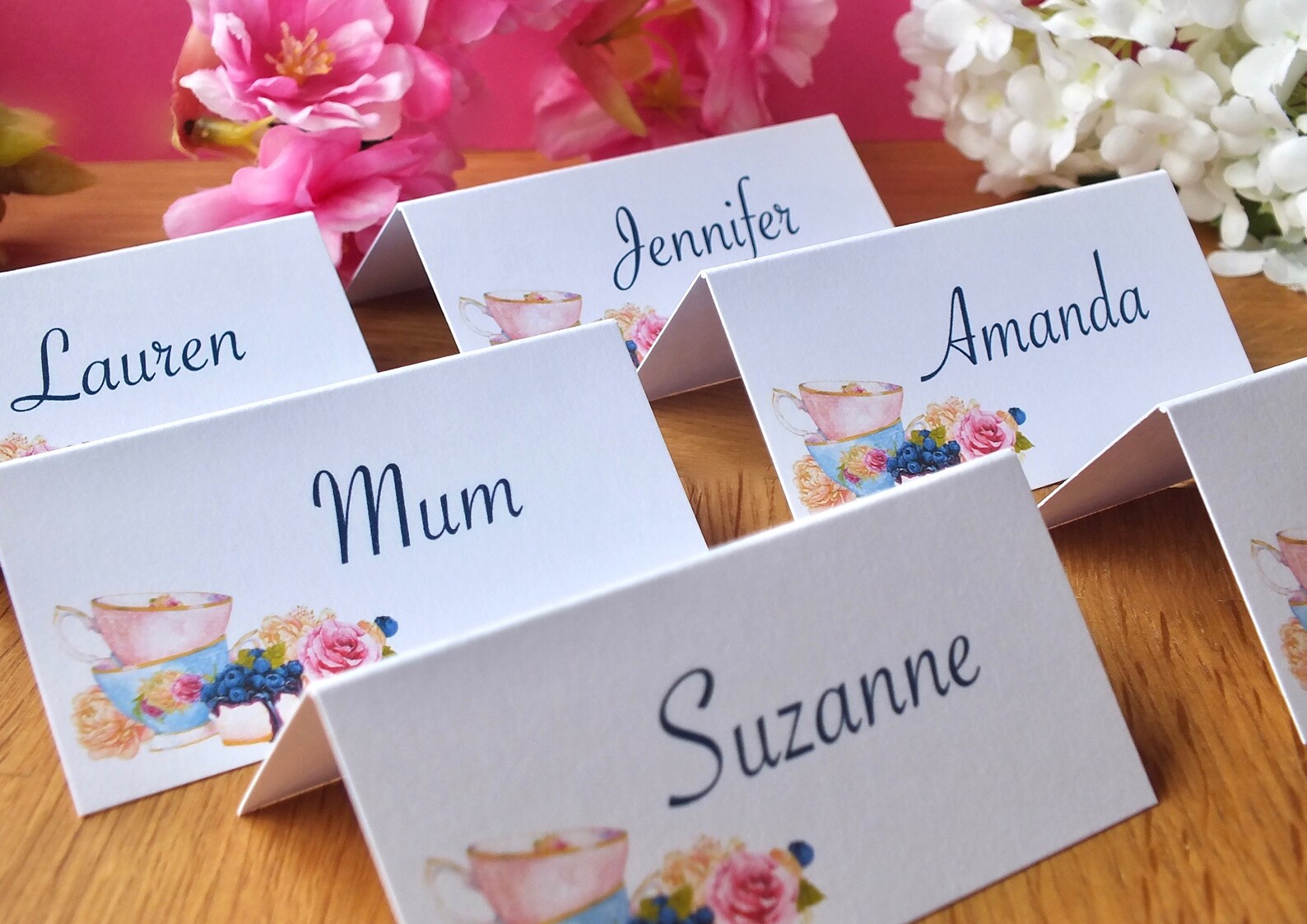 Afternoon Tea Place Cards - Vintage Wedding / Dinner Party Guest Table ...
