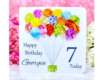 7th Birthday Card Age 7 Birthday Cards Handmade & | Etsy UK