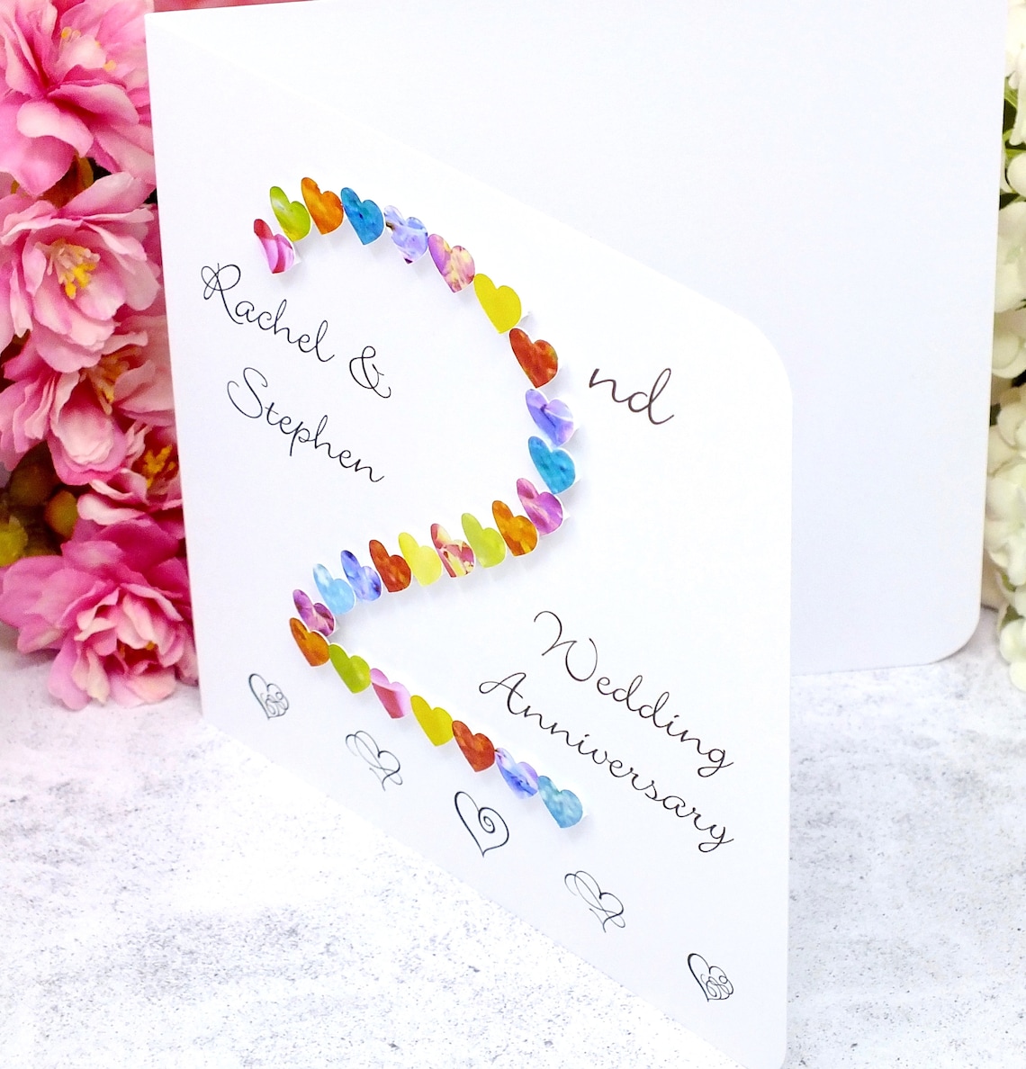 2nd Wedding Anniversary Card Handmade Personalised Second 2nd | Etsy UK