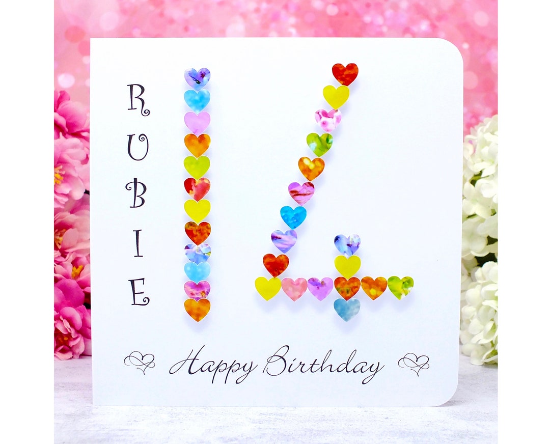 14th Birthday Card Handmade and Personalised Age 14 Card Colourful 3D ...