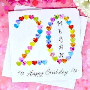 20th Birthday Card - Handmade and Personalised Age 20 Cards for Her ...